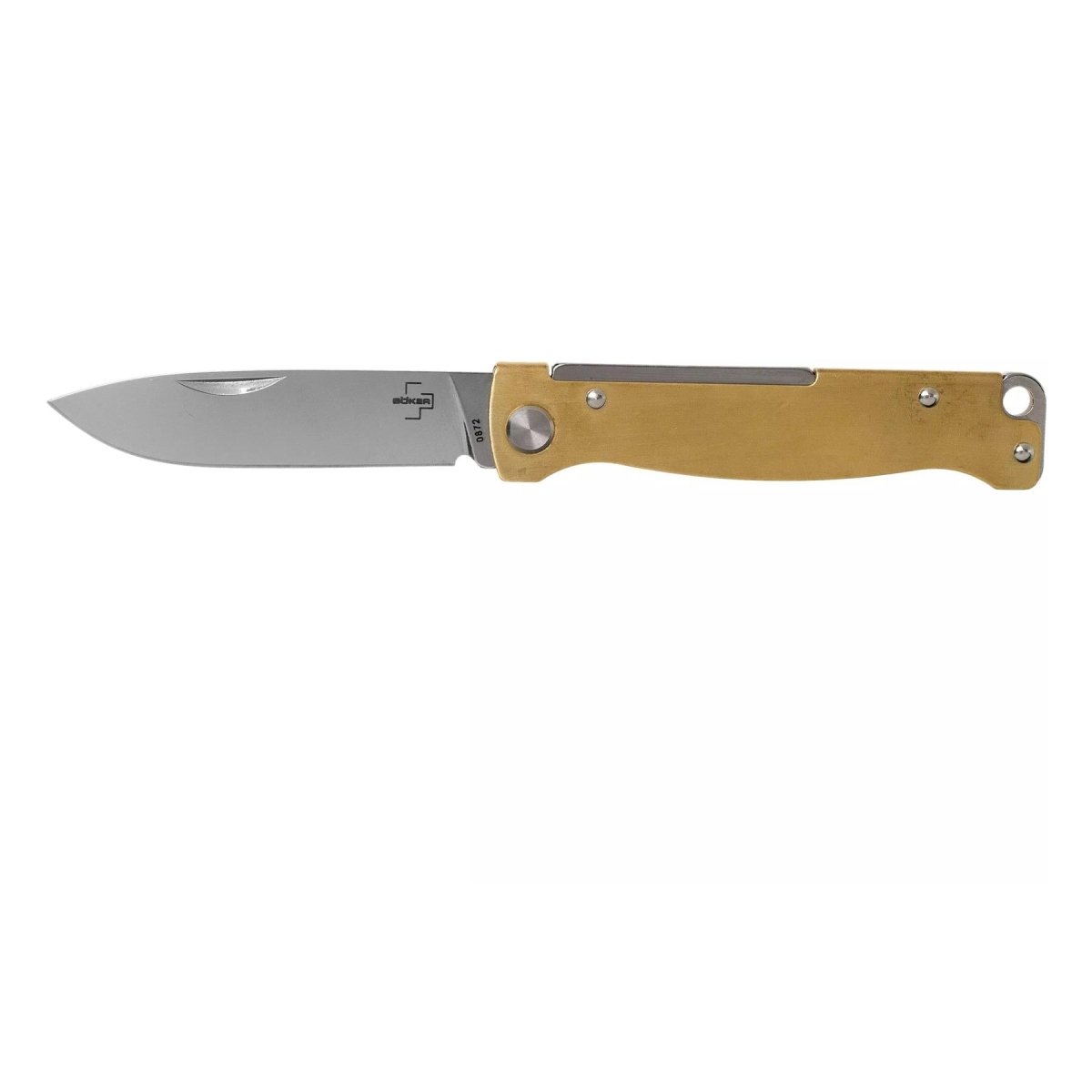 BOKER Plus Atlas Slipjoint Pocket Knife Brass Satin Drop Point - GoMilitar